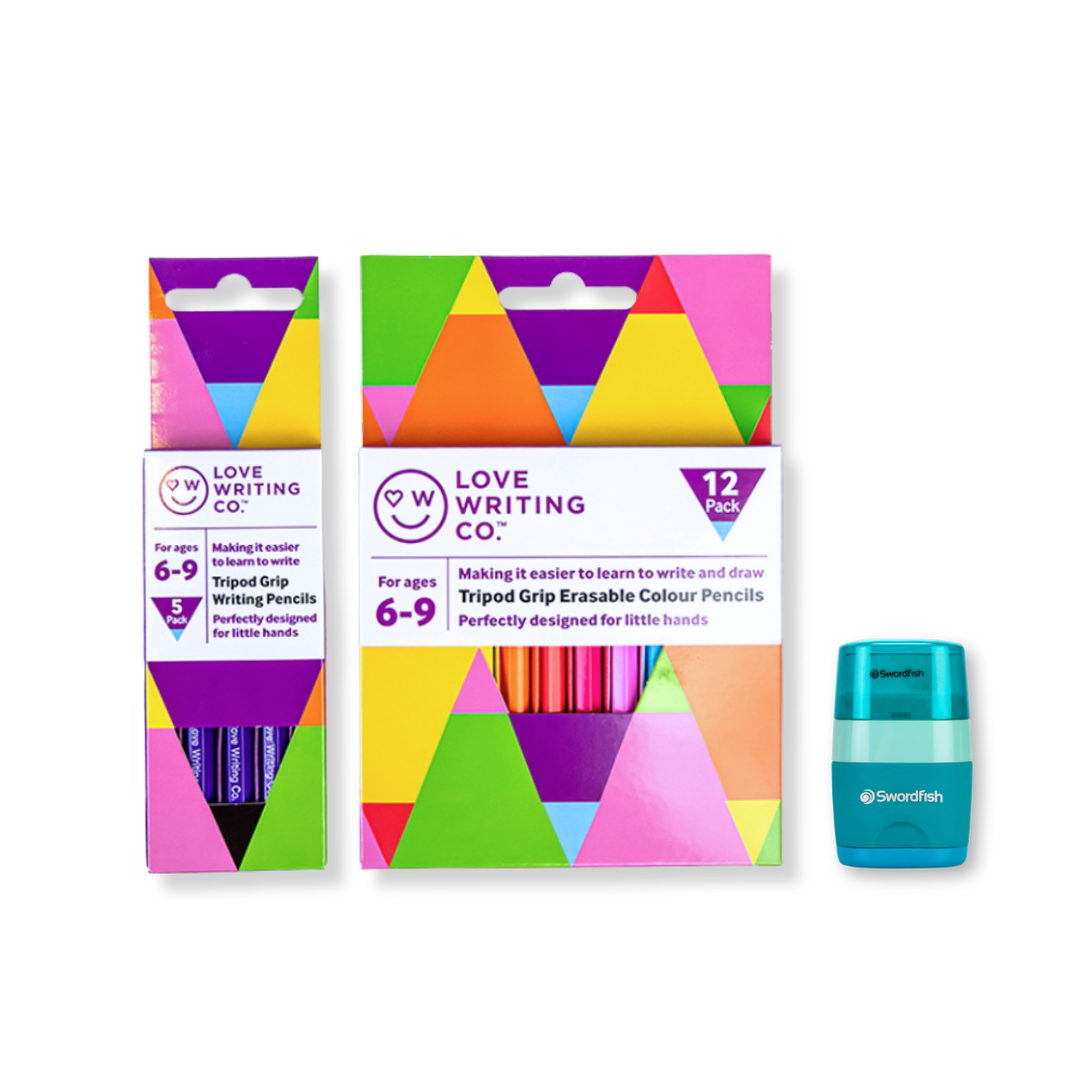 Tripod Grip Writing & Colouring Pencil Essential Writing Tools Bundle ...