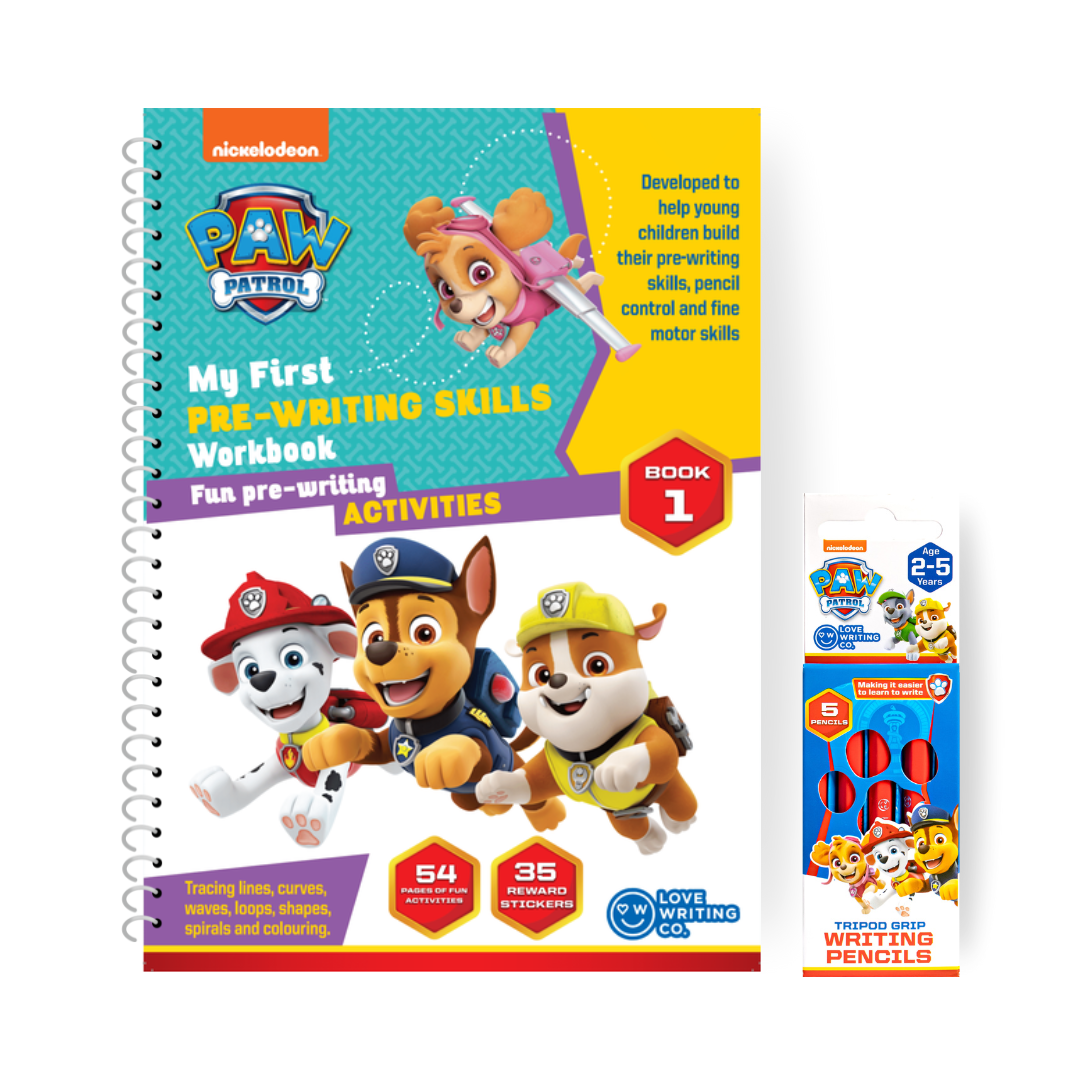 My First PAW PATROL Pre-Writing Skills Book & Pencils Set | First Writ